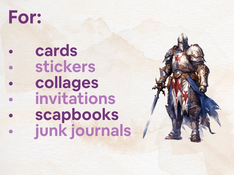 18 PNG Watercolor Medieval Knights Clipart, Crusader Clip Art, Medieval ...