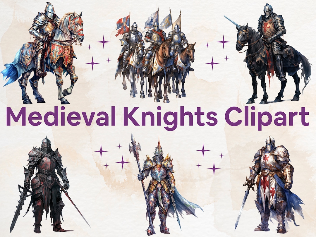 18 PNG Watercolor Medieval Knights Clipart, Crusader Clip Art, Medieval ...