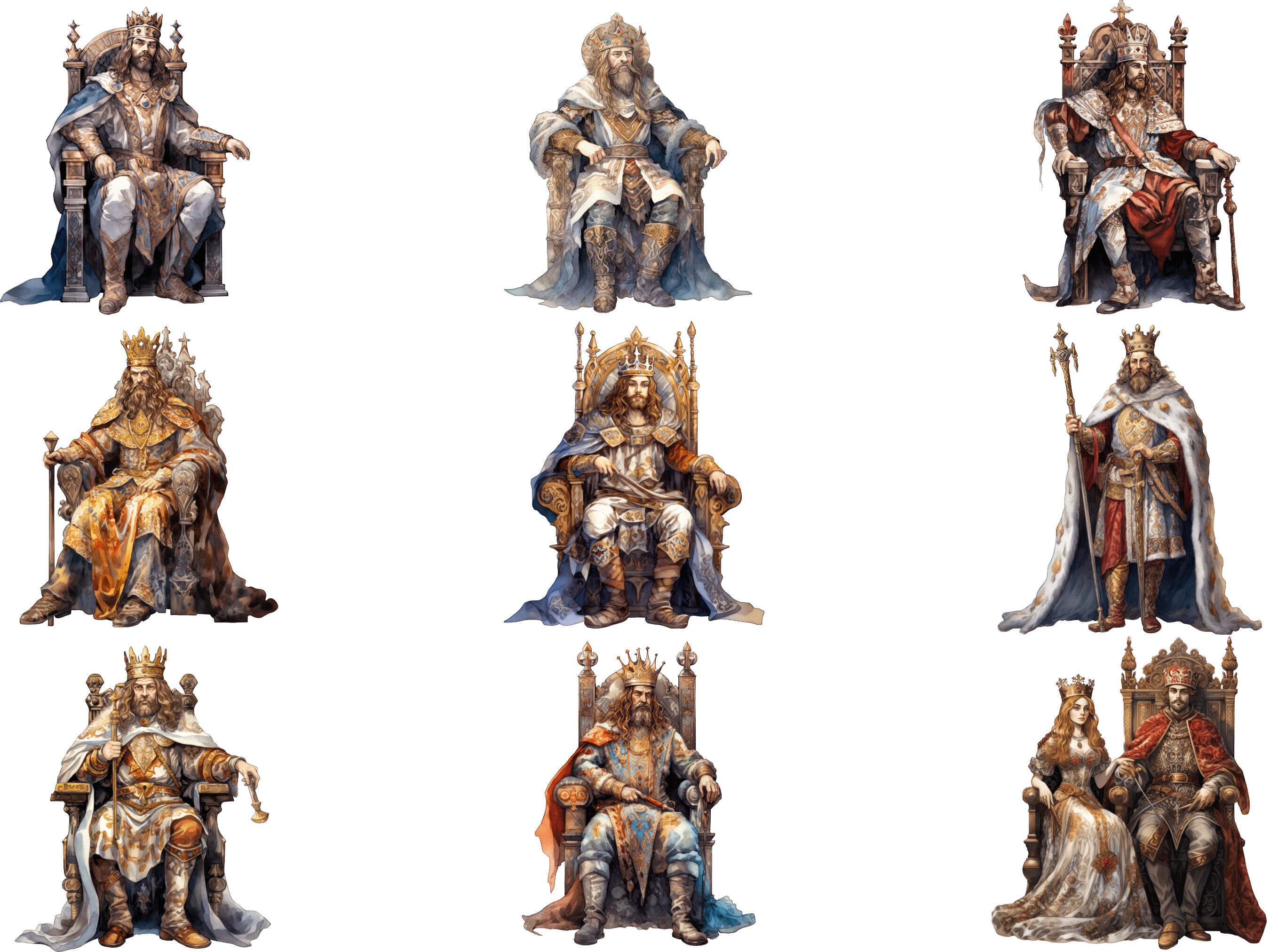 27 PNG Watercolor Medieval King & Queen Clipart, Royals Clip Art ...
