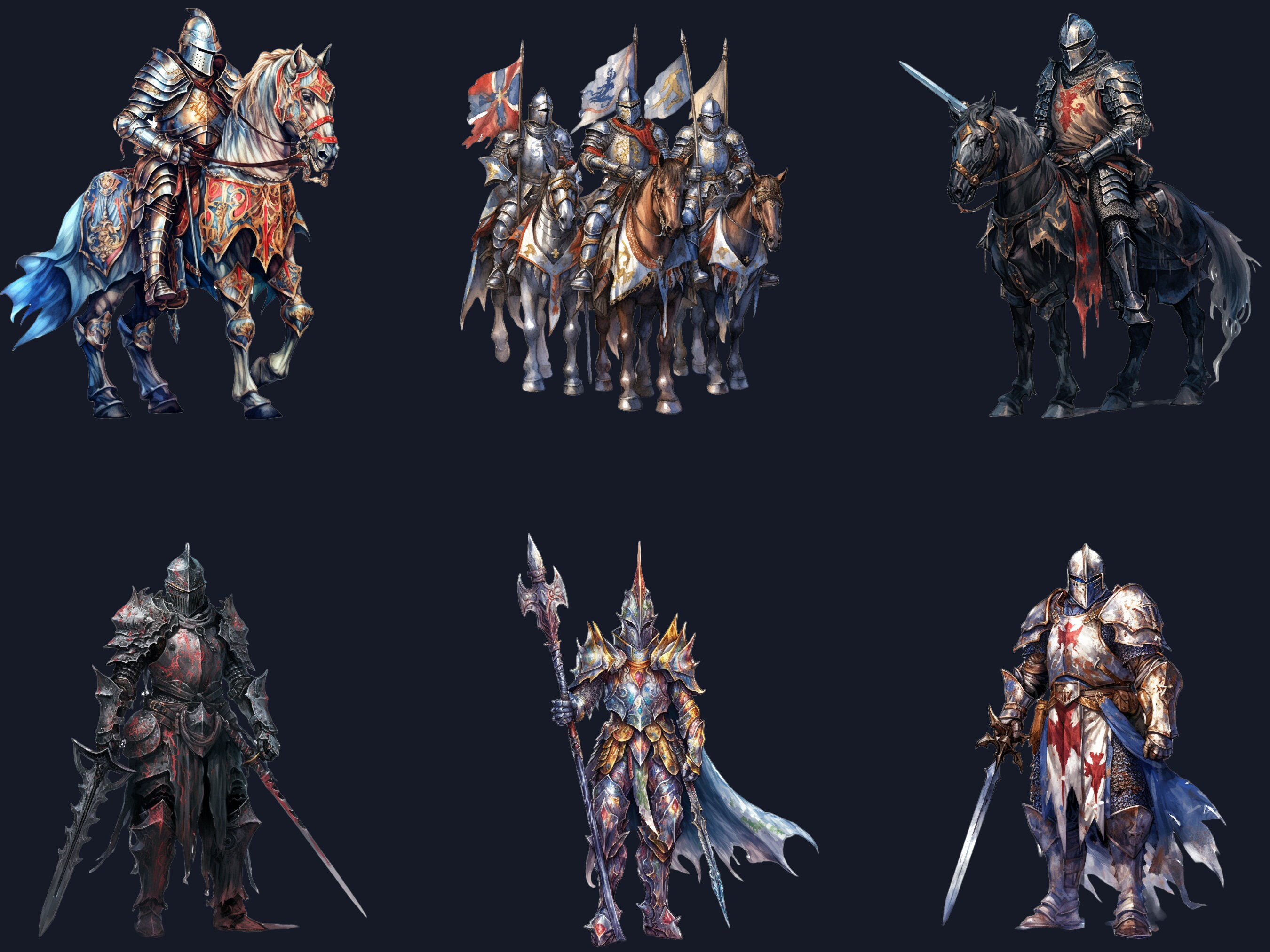 18 PNG Watercolor Medieval Knights Clipart, Crusader Clip Art, Medieval ...