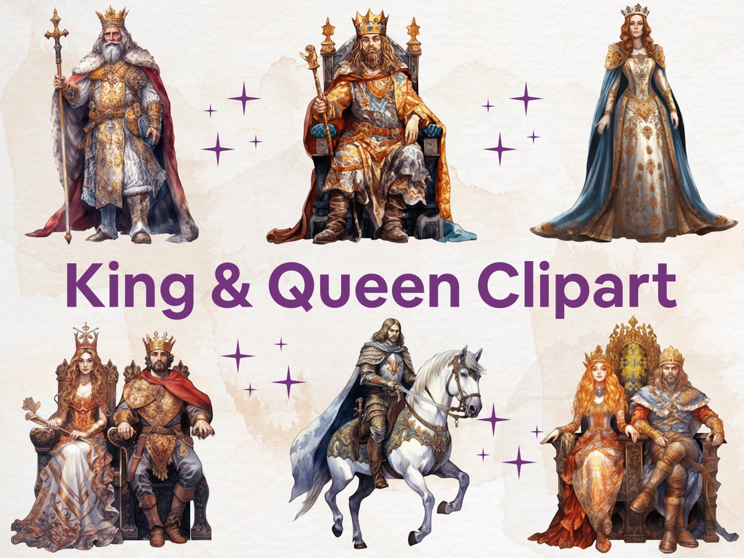 27 PNG Watercolor Medieval King & Queen Clipart, Royals Clip Art ...