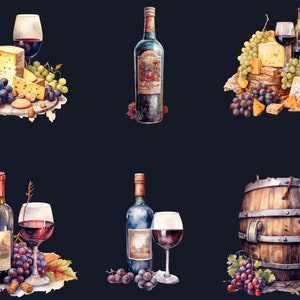 18 PNG Watercolor Wine Clipart - Digital Png Wine Grapes, Red and White ...