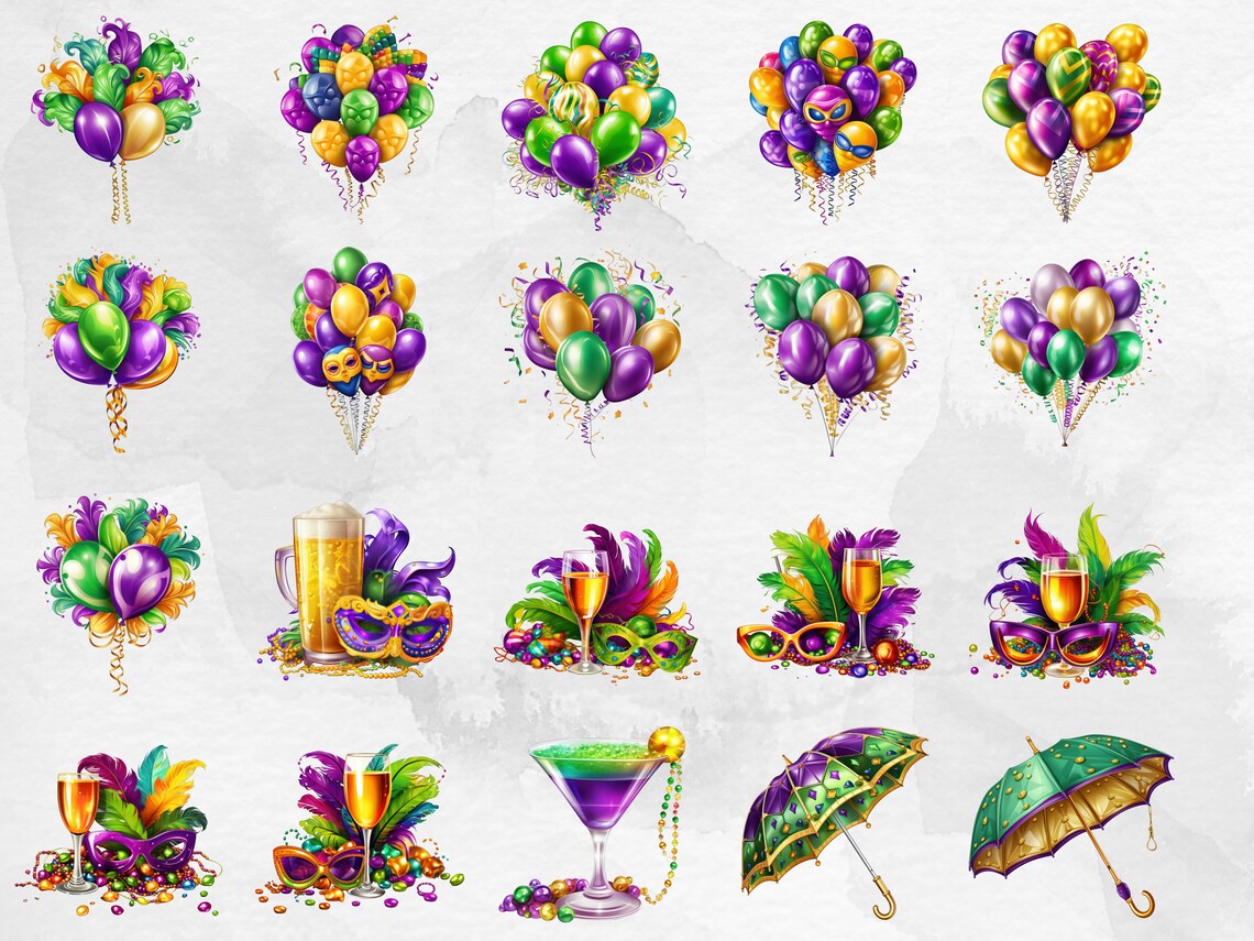 75 PNG Watercolor Mardi Gras PNG Party Clipart, Mardi Gras Party Clip ...