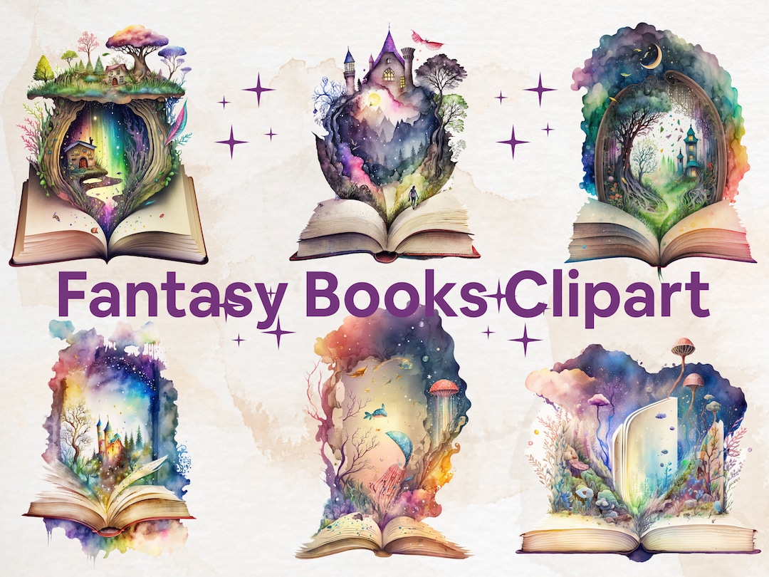 18 PNG Watercolor Fantasy Books Clipart, Open Book Clip Art, Book ...