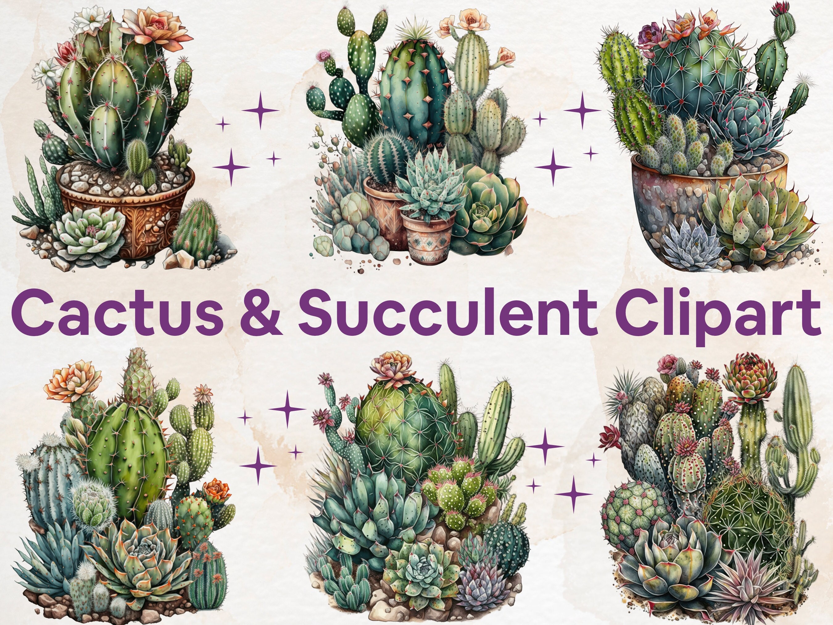 18 PNG Watercolor Cactus Clipart - Succulent Desert Cacti PNG Format ...