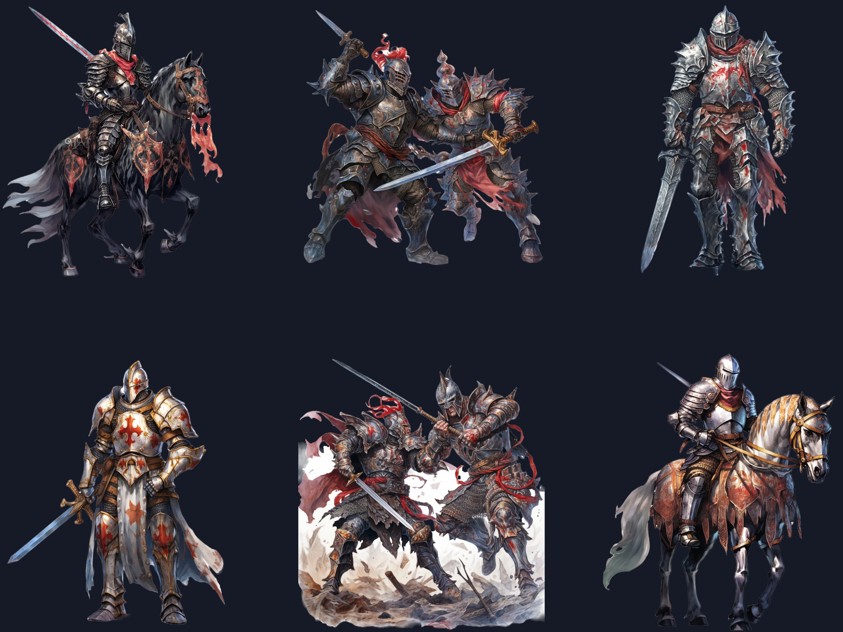 18 PNG Watercolor Medieval Knights Clipart, Crusader Clip Art, Medieval ...