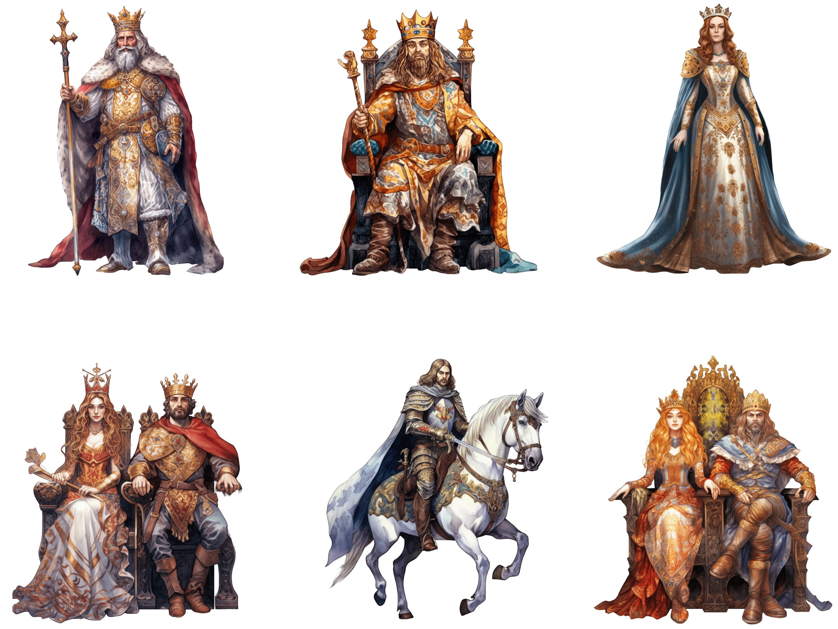 27 PNG Watercolor Medieval King & Queen Clipart, Royals Clip Art ...