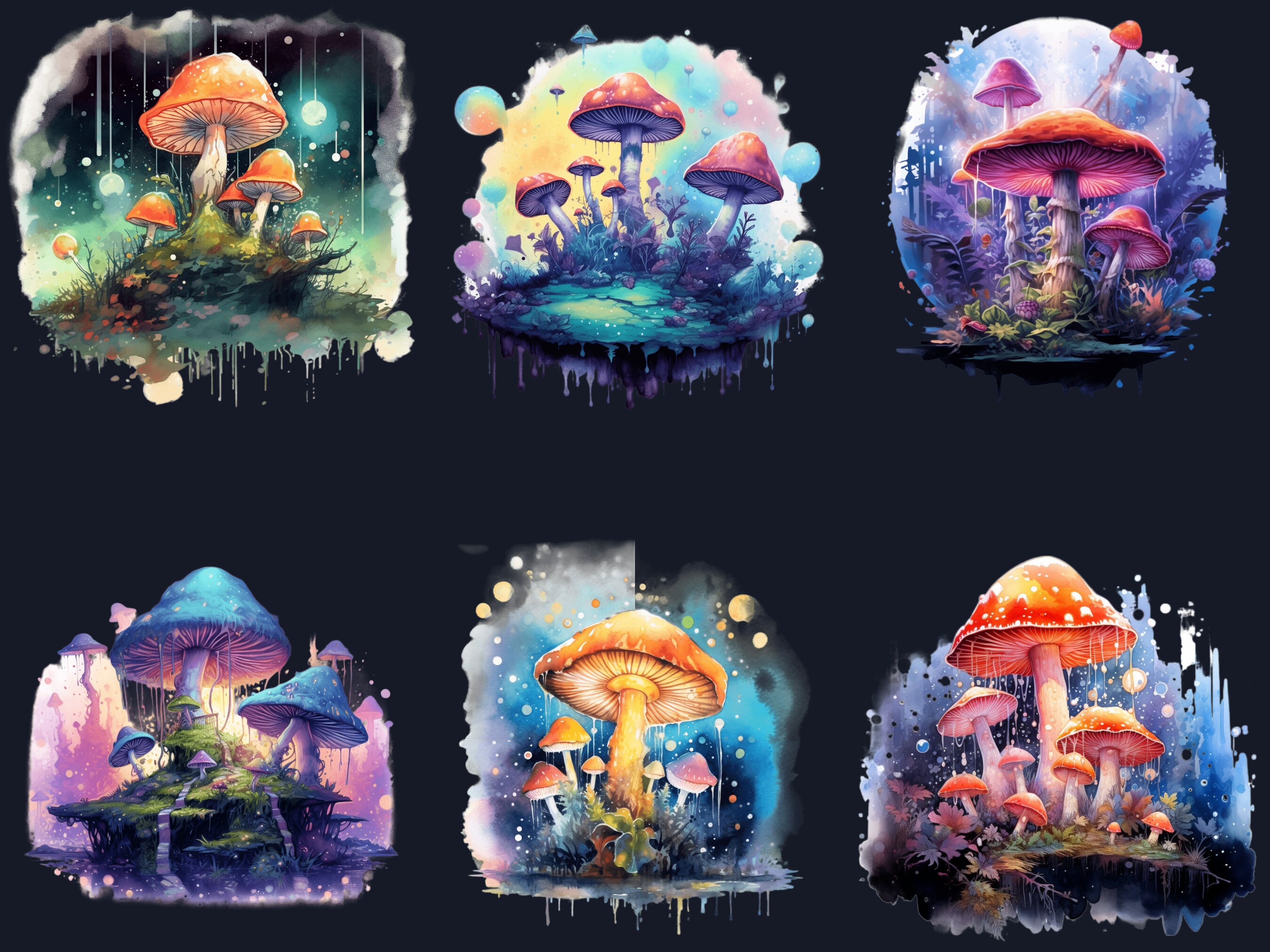 18 PNG Watercolor Magic Mushrooms Clipart, Mushroom Clip Art, Magic ...