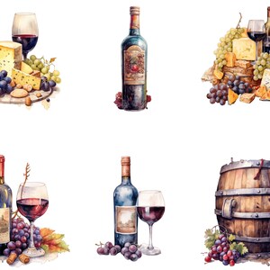 18 PNG Watercolor Wine Clipart - Digital Png Wine Grapes, Red and White ...