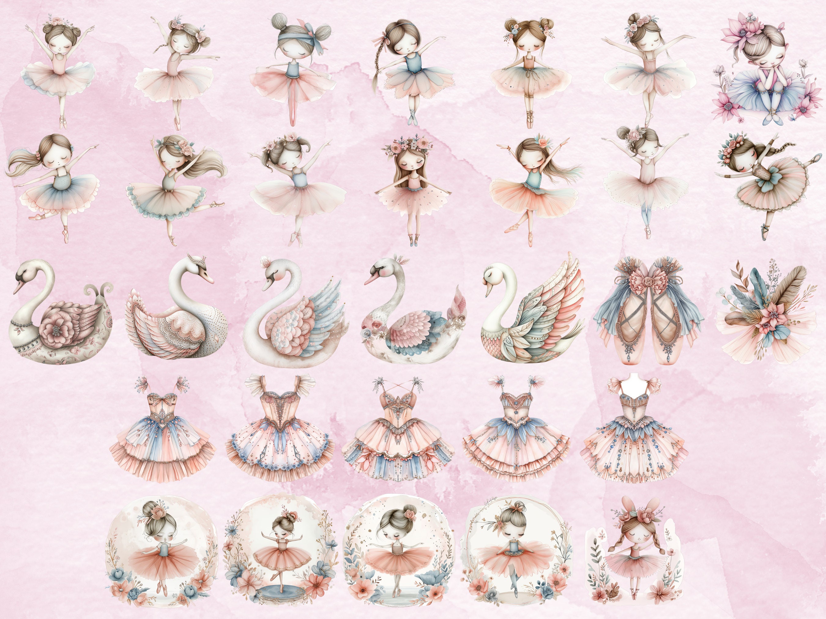 31 PNG Watercolor Boho Ballerina Clipart,swan Lake Clipart, Cute Ballet ...