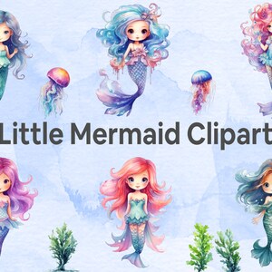 18 PNG Watercolor Elegant Mermaid Clipart, Mermaid Clip Art, Royal ...