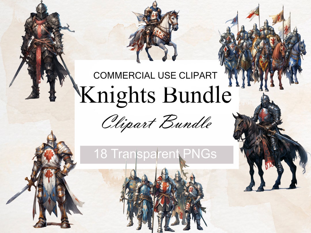 18 PNG Watercolor Medieval Knights Clipart, Crusader Clip Art, Medieval ...