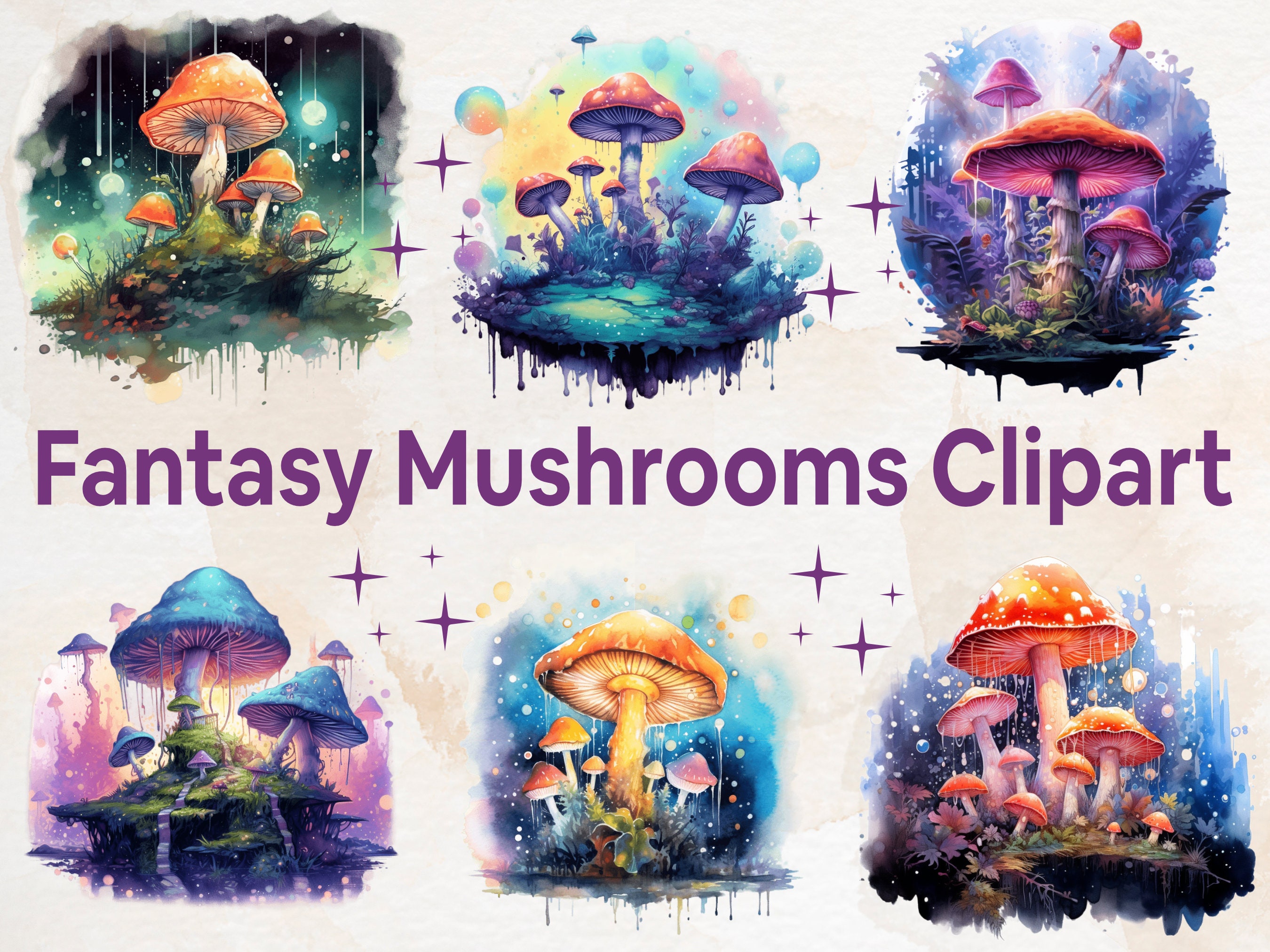 18 PNG Watercolor Magic Mushrooms Clipart, Mushroom Clip Art, Magic ...