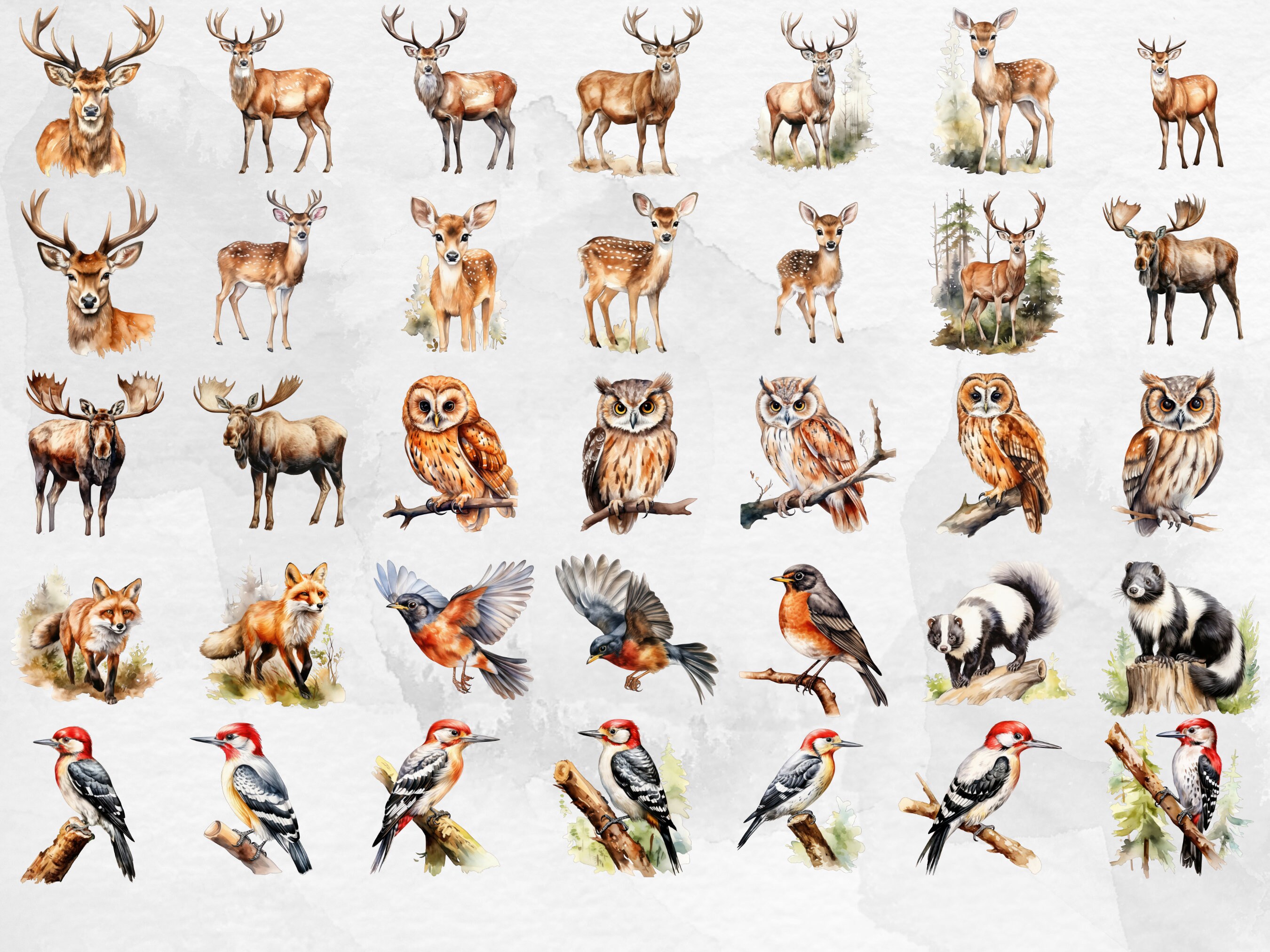 163 PNG Watercolor Woodland Animal Clipart, Woodland Nursery Decor ...