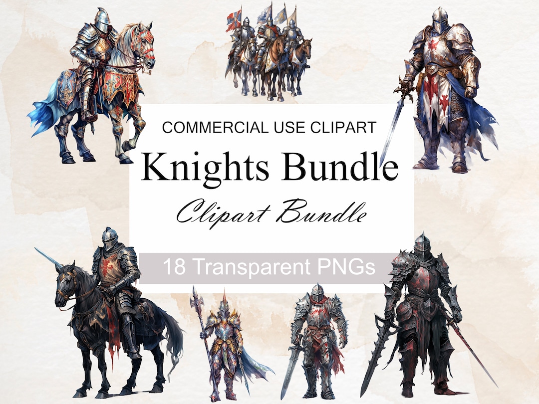 18 PNG Watercolor Medieval Knights Clipart, Crusader Clip Art, Medieval ...