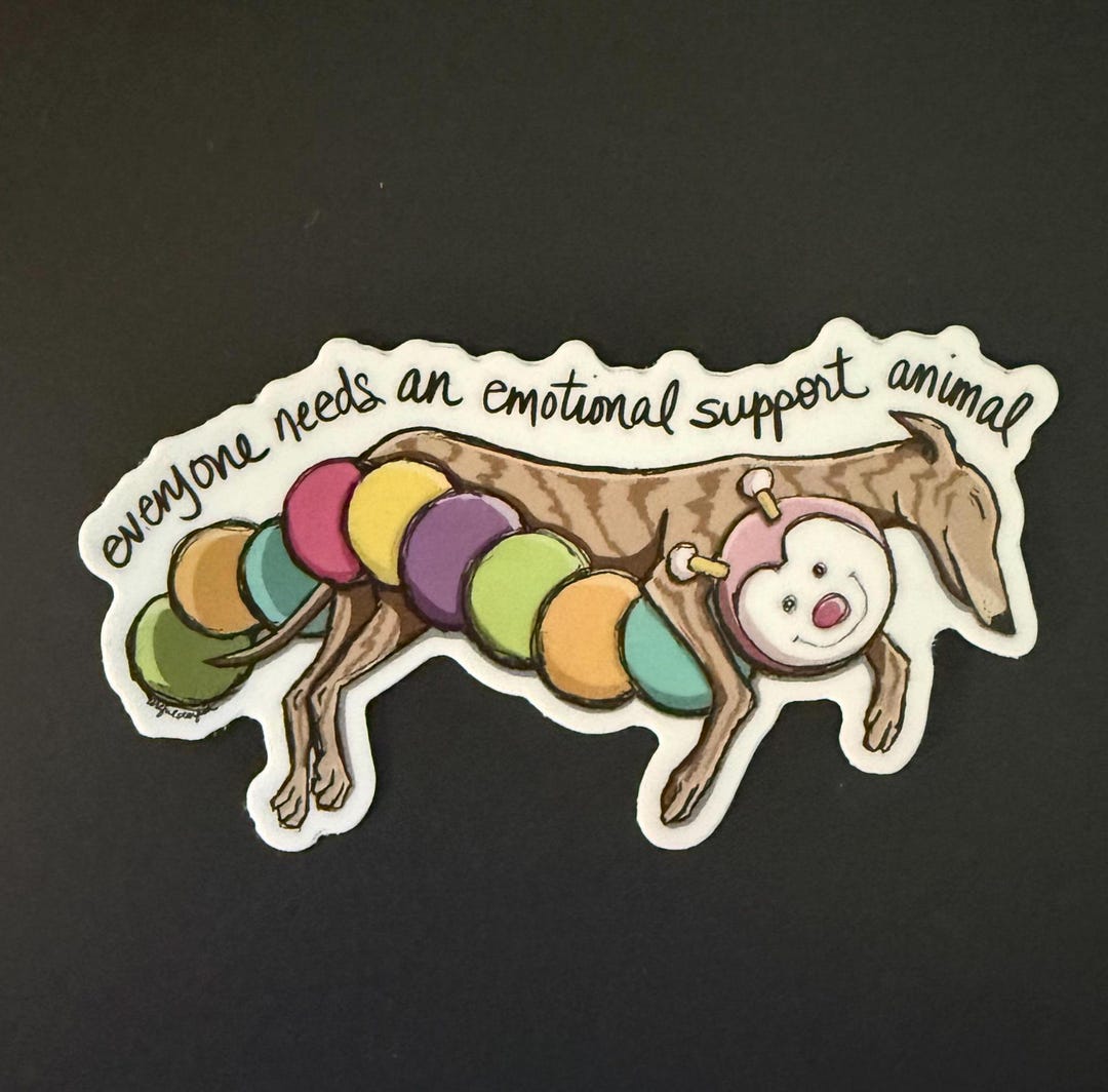 Emotional Support Vinyl Sticker - Greyhound Whippet Galgo Lurcher - Etsy