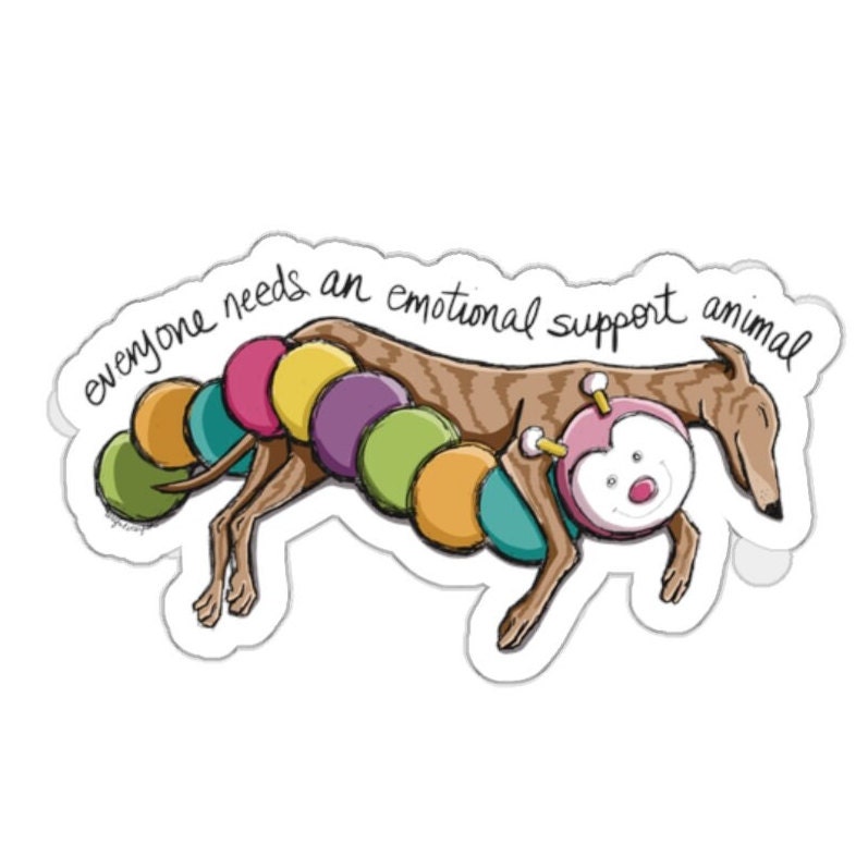 Emotional Support Vinyl Sticker Greyhound Whippet Galgo Lurcher - Etsy