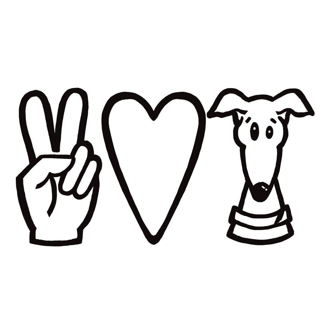 WHITE Peace Love Houndies Vinyl Decal - Greyhound Whippet Galgo - Etsy