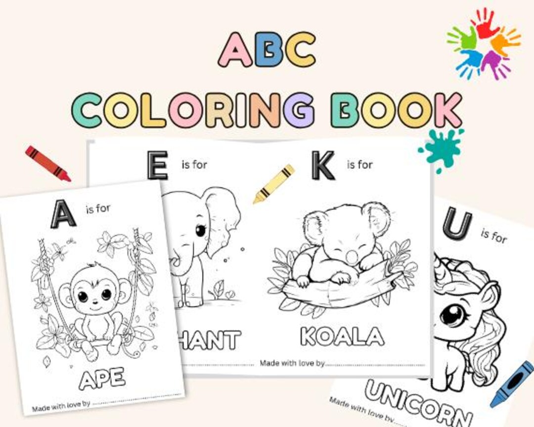 ABC Animal Coloring Book - Etsy
