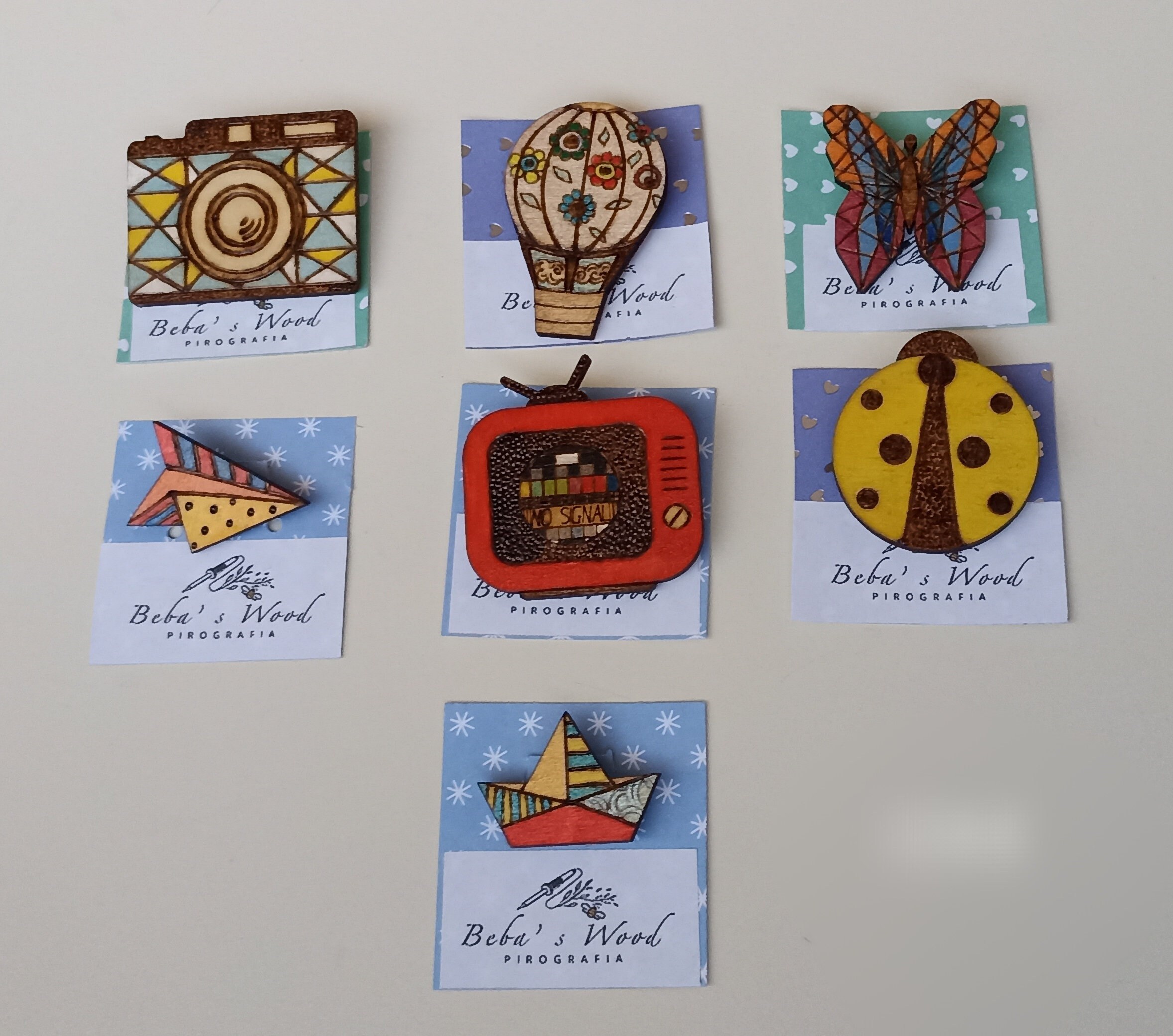 Personalized Wooden Pins, Engraved and Hand Painted. Various Shapes and ...