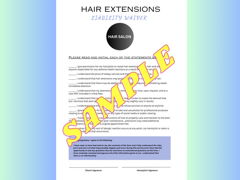 Hair Extension Forms, Editable Hair Consent Templates, Hair Extensions ...