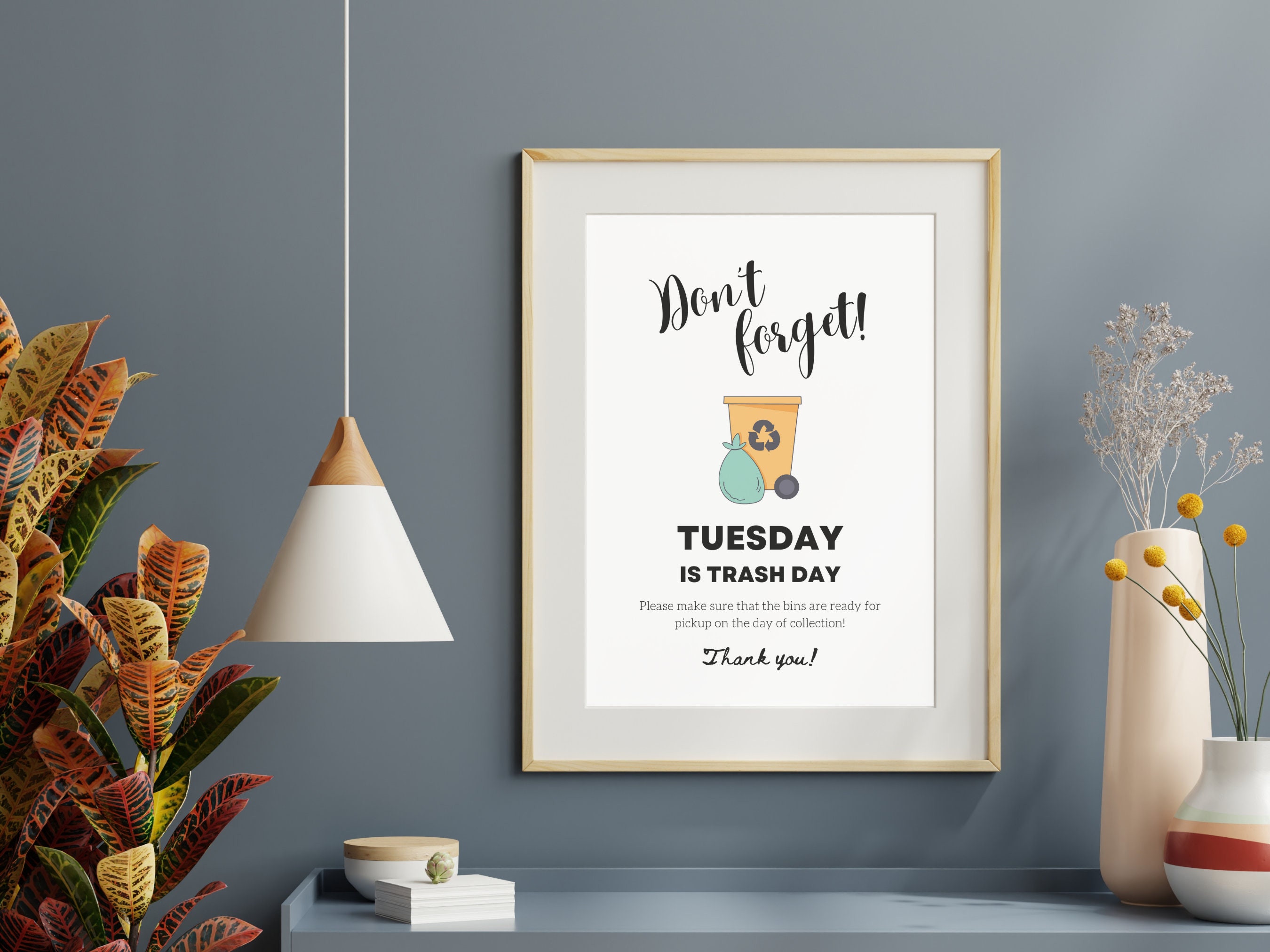 Trash Day Sign Pick up Day Reminder Airbnb VRBO Editable Template Eco ...
