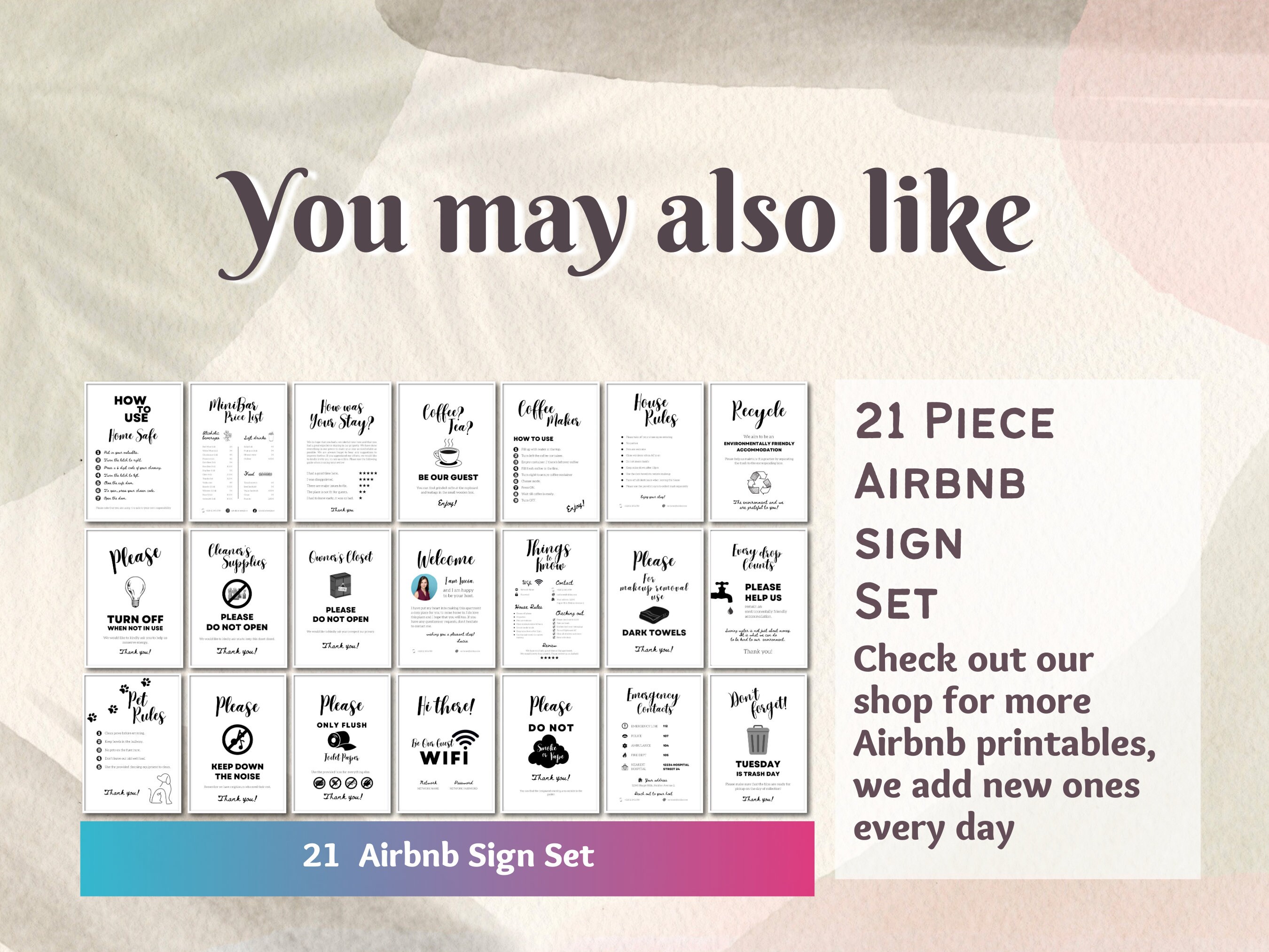 Airbnb Eco Sign Set of 4, Editable House Rules, Recycle Guide ...
