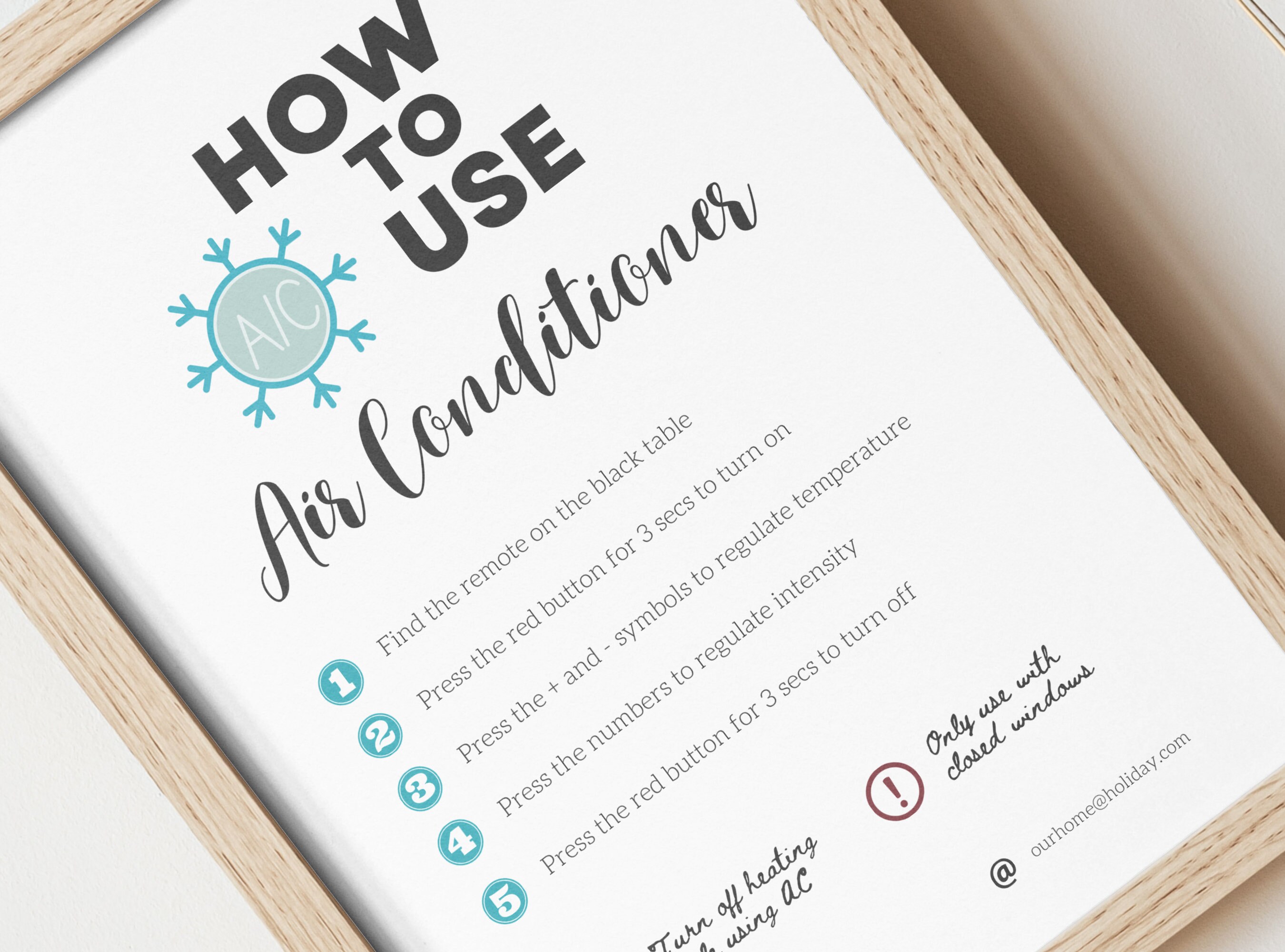 Editable AC Sign, Printable Airbnb Air Conditioner Sign, Custom VRBO ...