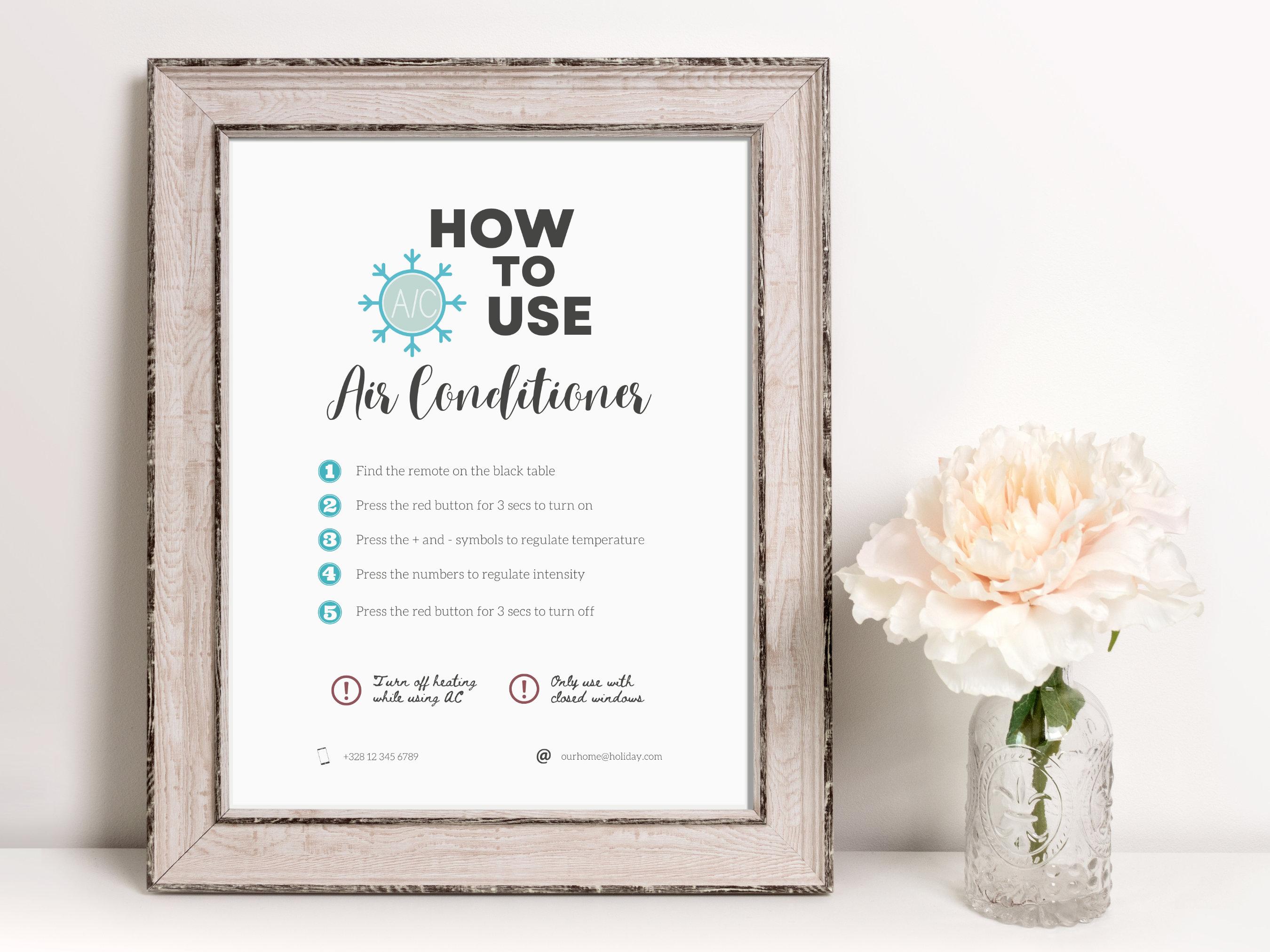 Editable AC Sign, Printable Airbnb Air Conditioner Sign, Custom VRBO ...