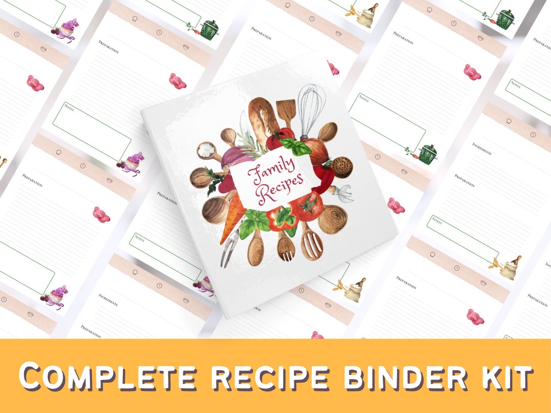 Printable Recipe Book Binder, DIY Kit for Recipes, Children's Cookbook ...