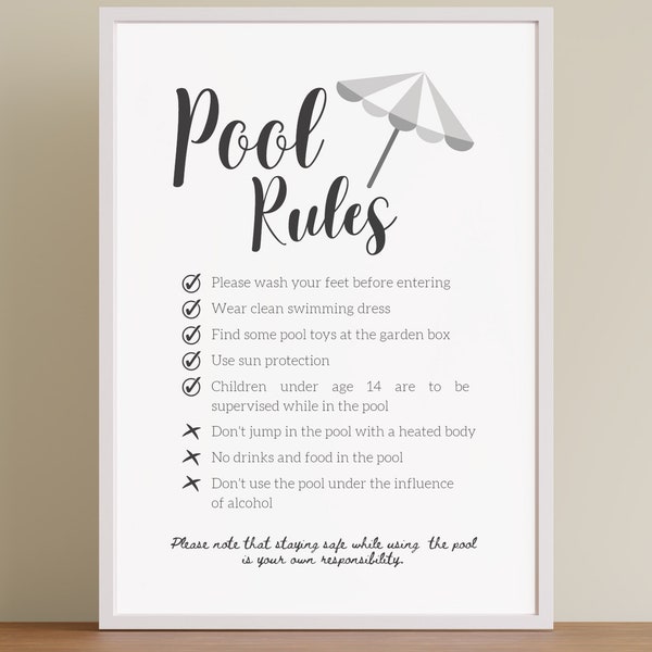 Pool Rules Sign - Etsy