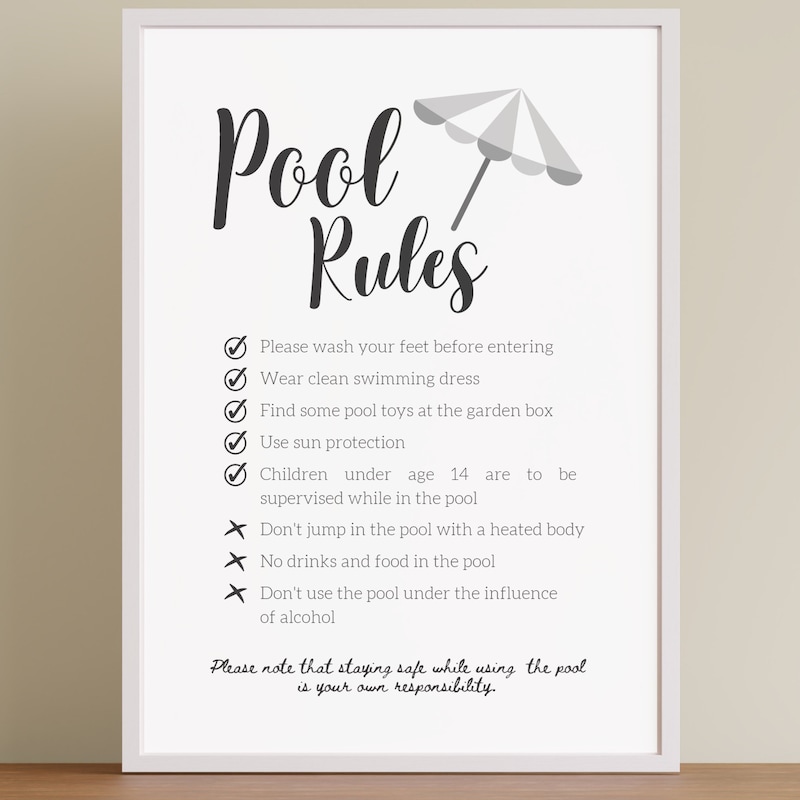 Pool Rules Sign - Etsy