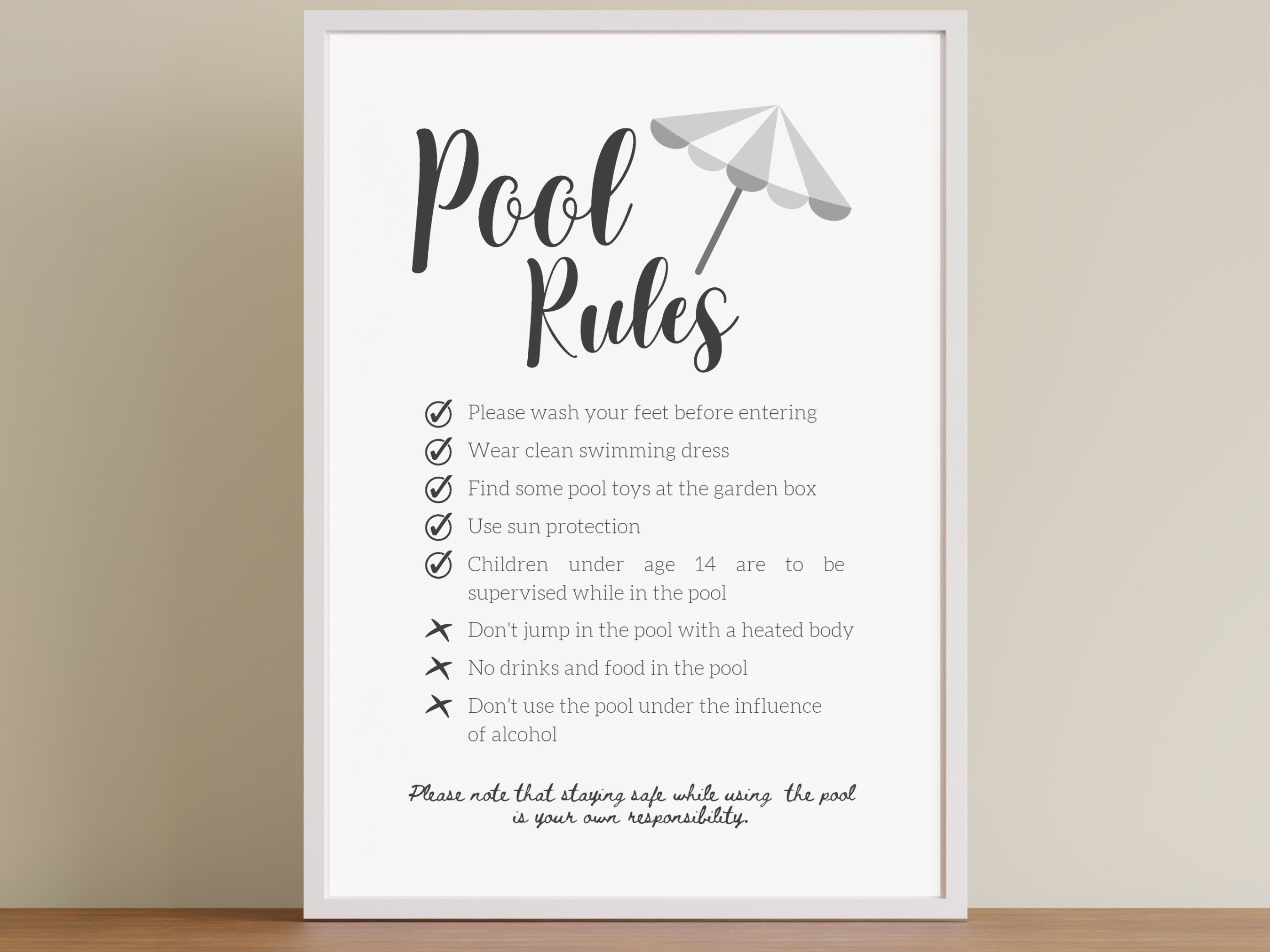 Editable Pool Rules Sign, Instructions for Guests, Printable Airbnb ...