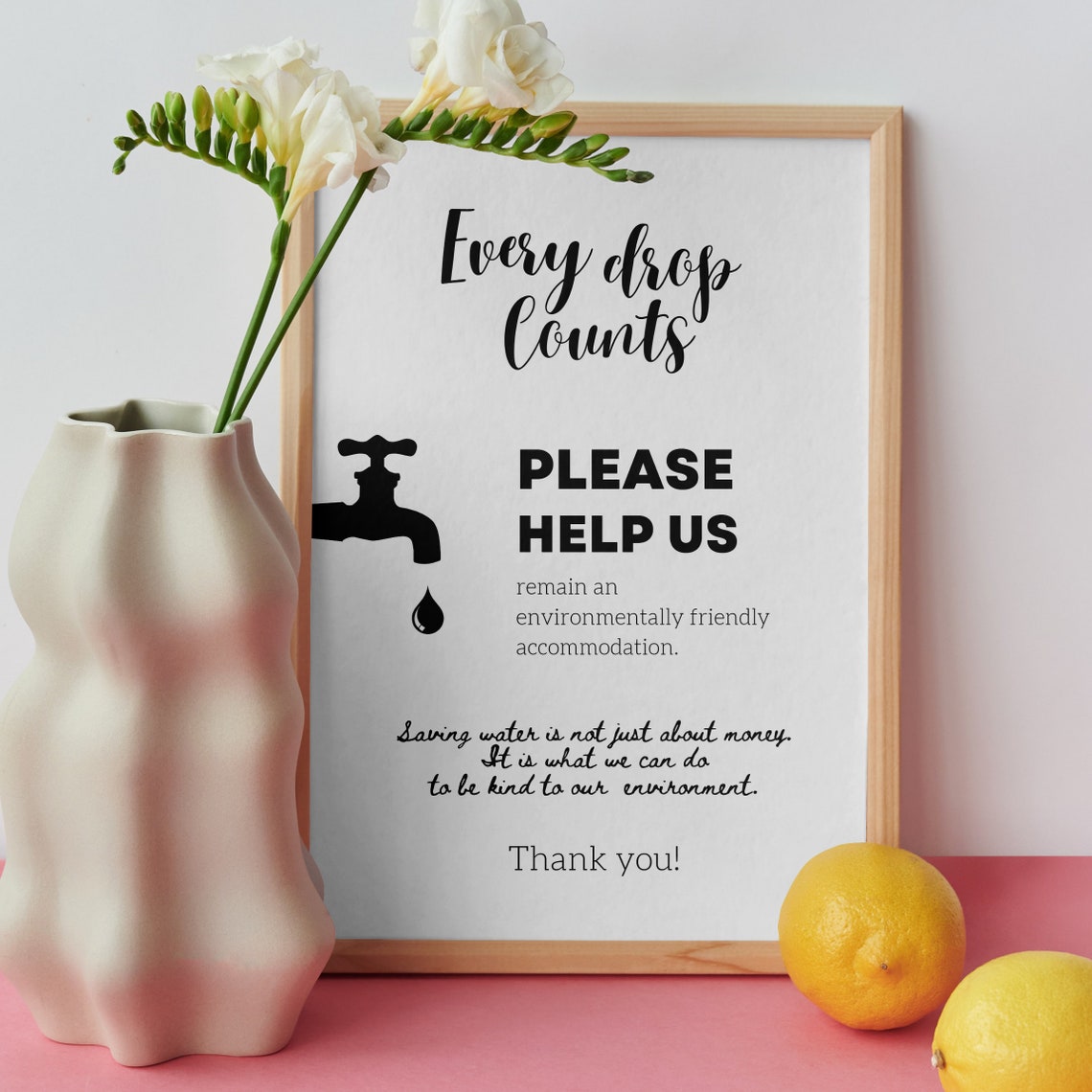 Save Water Sign Airbnb Eco-friendly Printable Airbnb Signage - Etsy