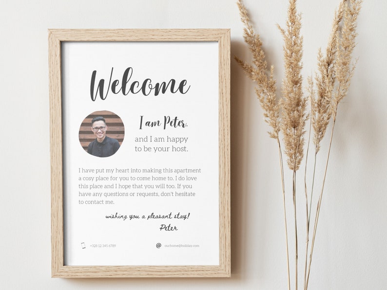 Welcome Sign Printable Greeting Poster Editable Airbnb Introduction ...