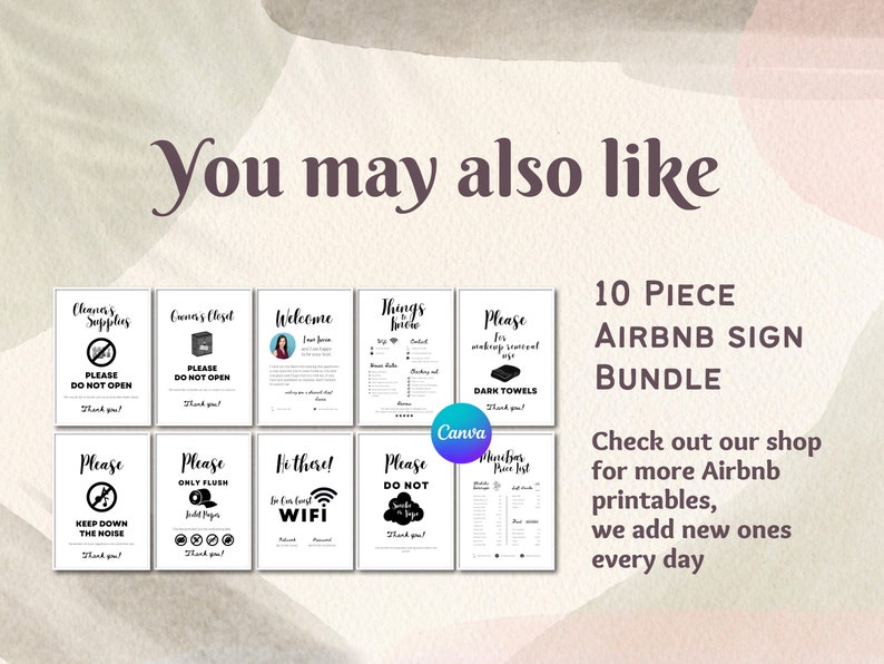 Kitchen Sign Set for Airbnb, Printable Short Term Rental Signs ...