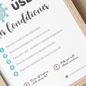 Editable AC Sign, Printable Airbnb Air Conditioner Sign, Custom VRBO ...