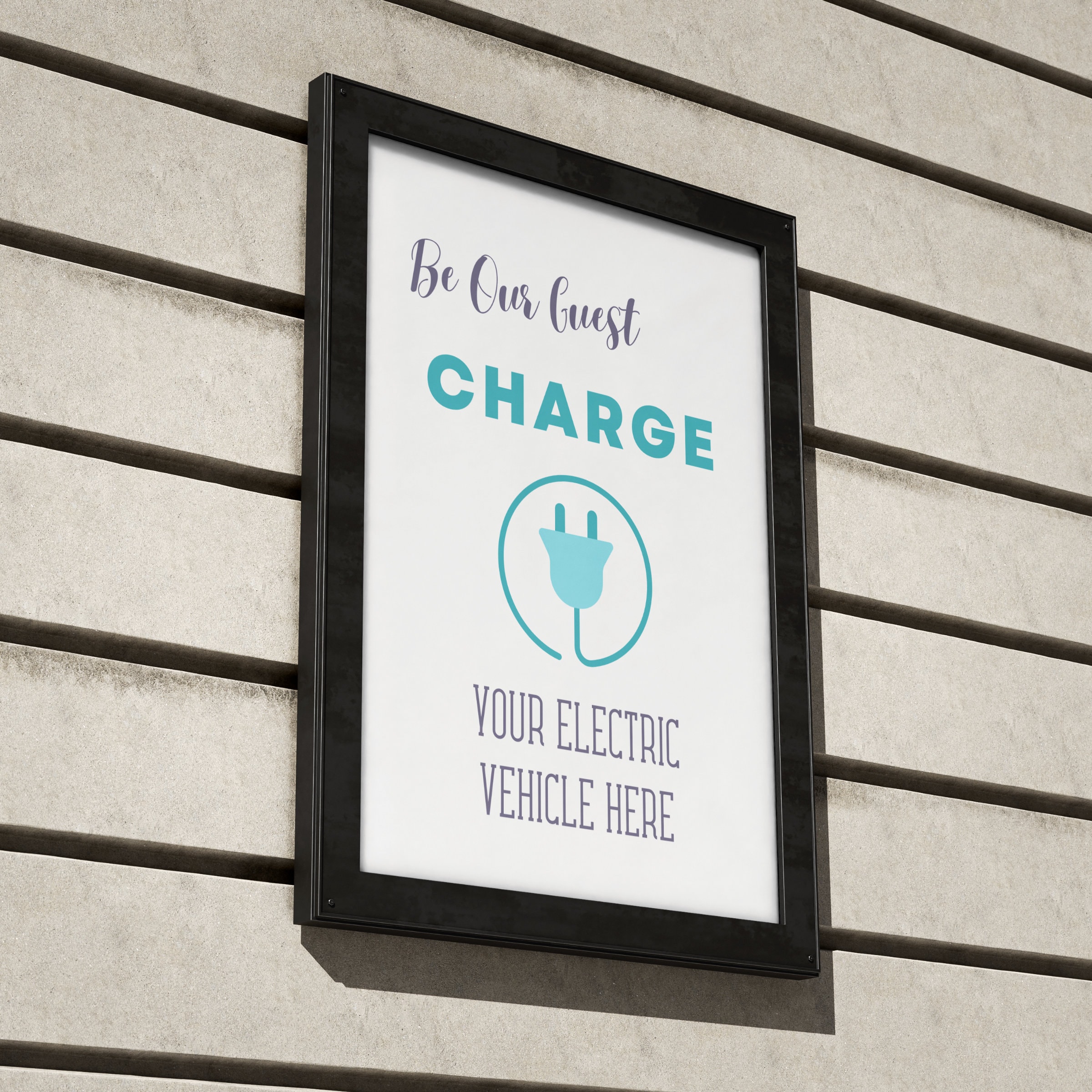 Electric Car Charger Sign EV Charging Station Sign Editable - Etsy