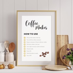 Editable Coffee Maker Sign Printable Airbnb Kitchen Sign Custom VRBO ...