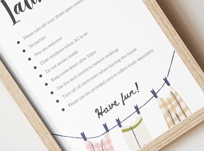 Editable Laundry Room Sign Washing Machine Instructions - Etsy