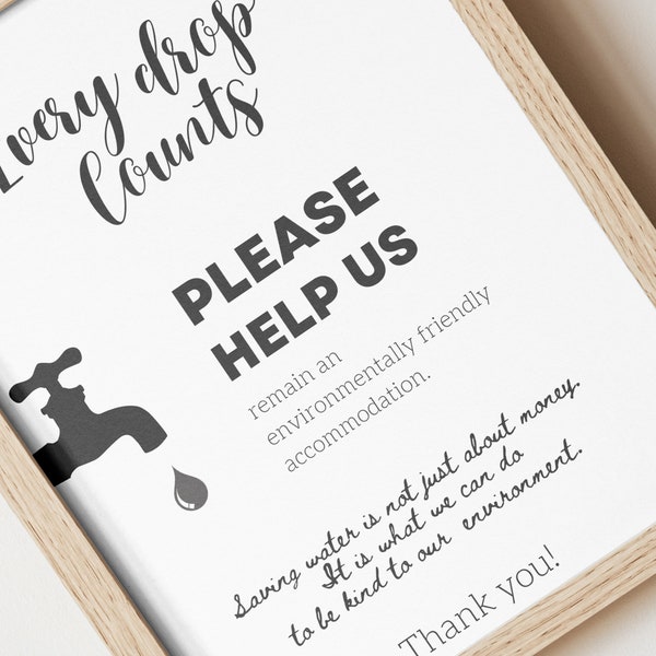 Airbnb Save Water Sign - Etsy
