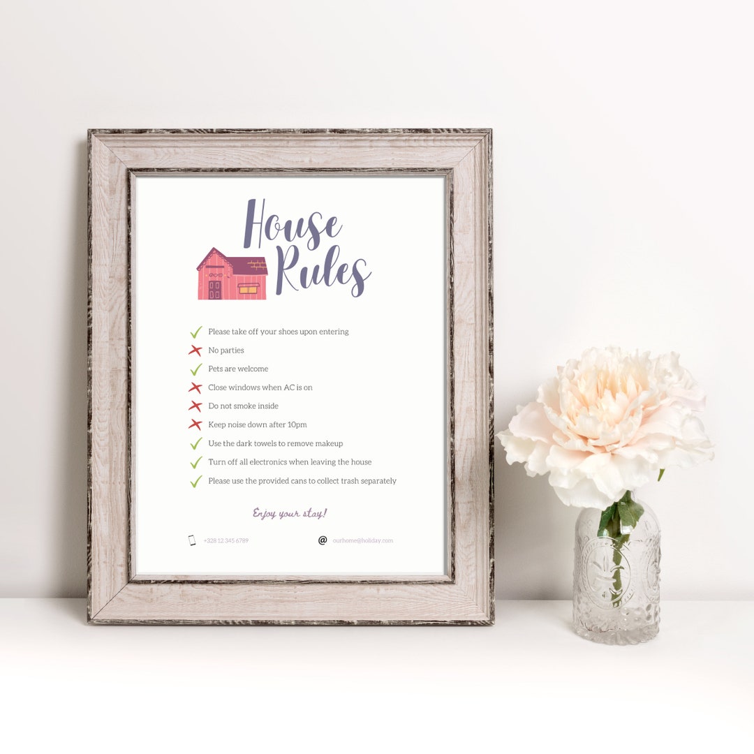 Airbnb House Rules, Editable Home Rules Sign, Printable Custom VRBO ...