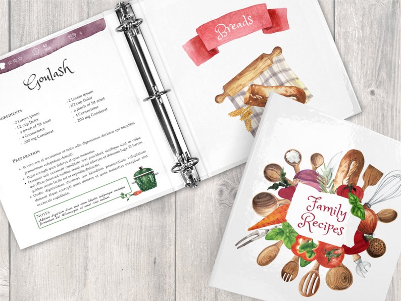 Editable Recipe Book Template, Printable Binder Kit for Recipes, DIY ...