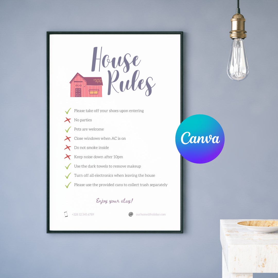 House Rules for Airbnb, Editable Home Rules Sign, Printable Custom VRBO ...