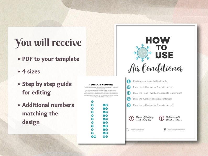 Editable AC Sign, Printable Airbnb Air Conditioner Sign, Custom VRBO ...