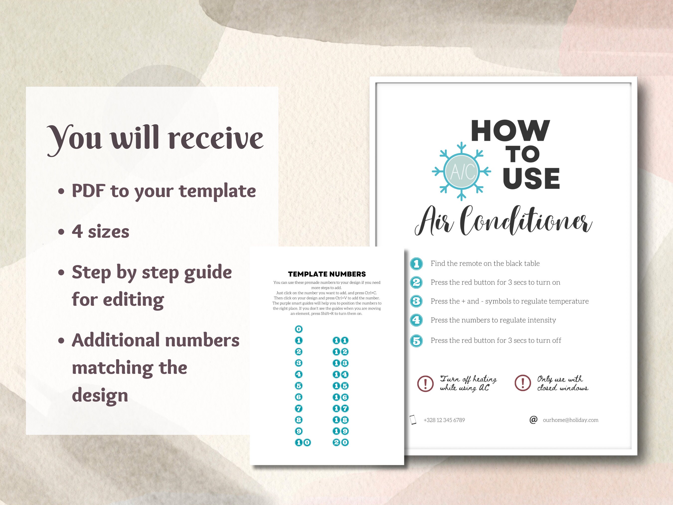 Editable AC Sign, Printable Airbnb Air Conditioner Sign, Custom VRBO ...