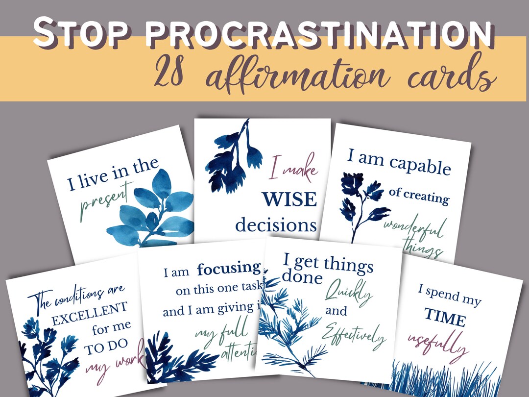 Positive Affirmation Cards to Stop Procrastination 28 - Etsy
