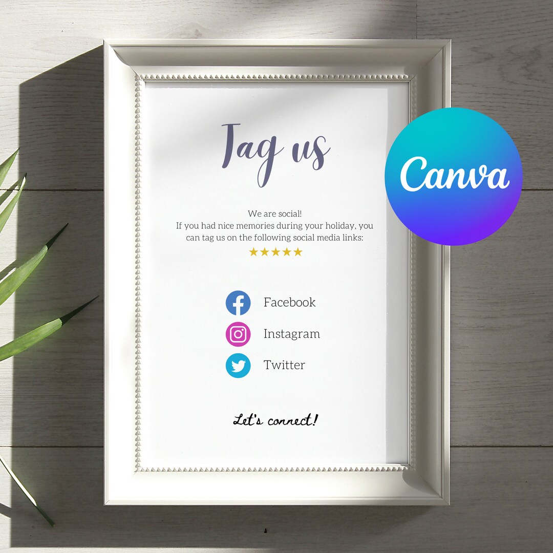 Connect on Social Media Airbnb Sign, Connect With Guests Online ...