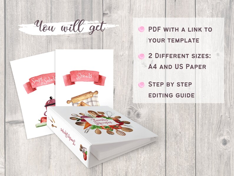 Editable Recipe Book Template, Printable Binder Kit for Recipes, DIY ...