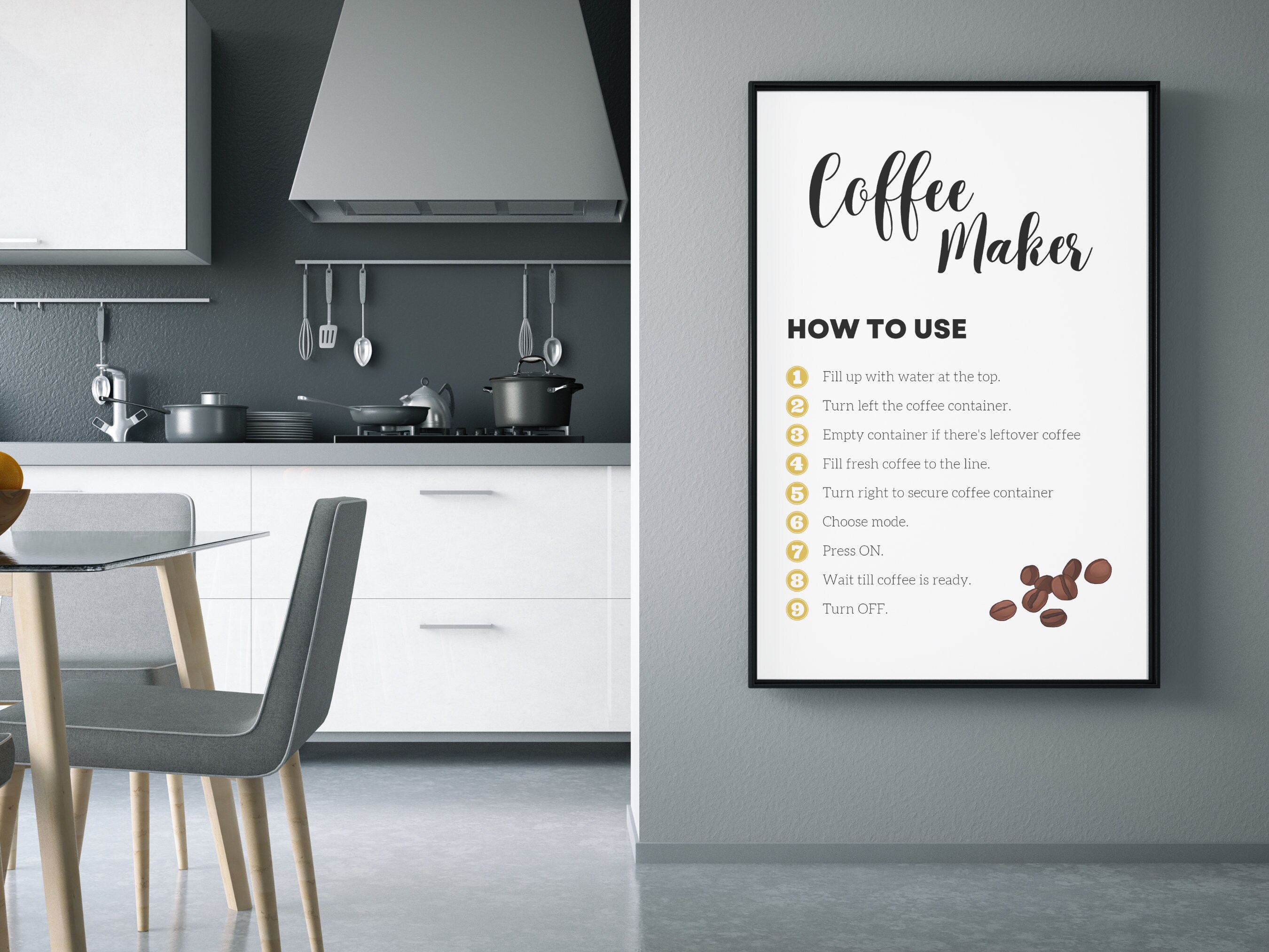 Editable Coffee Maker Sign Printable Airbnb Kitchen Sign Custom VRBO ...